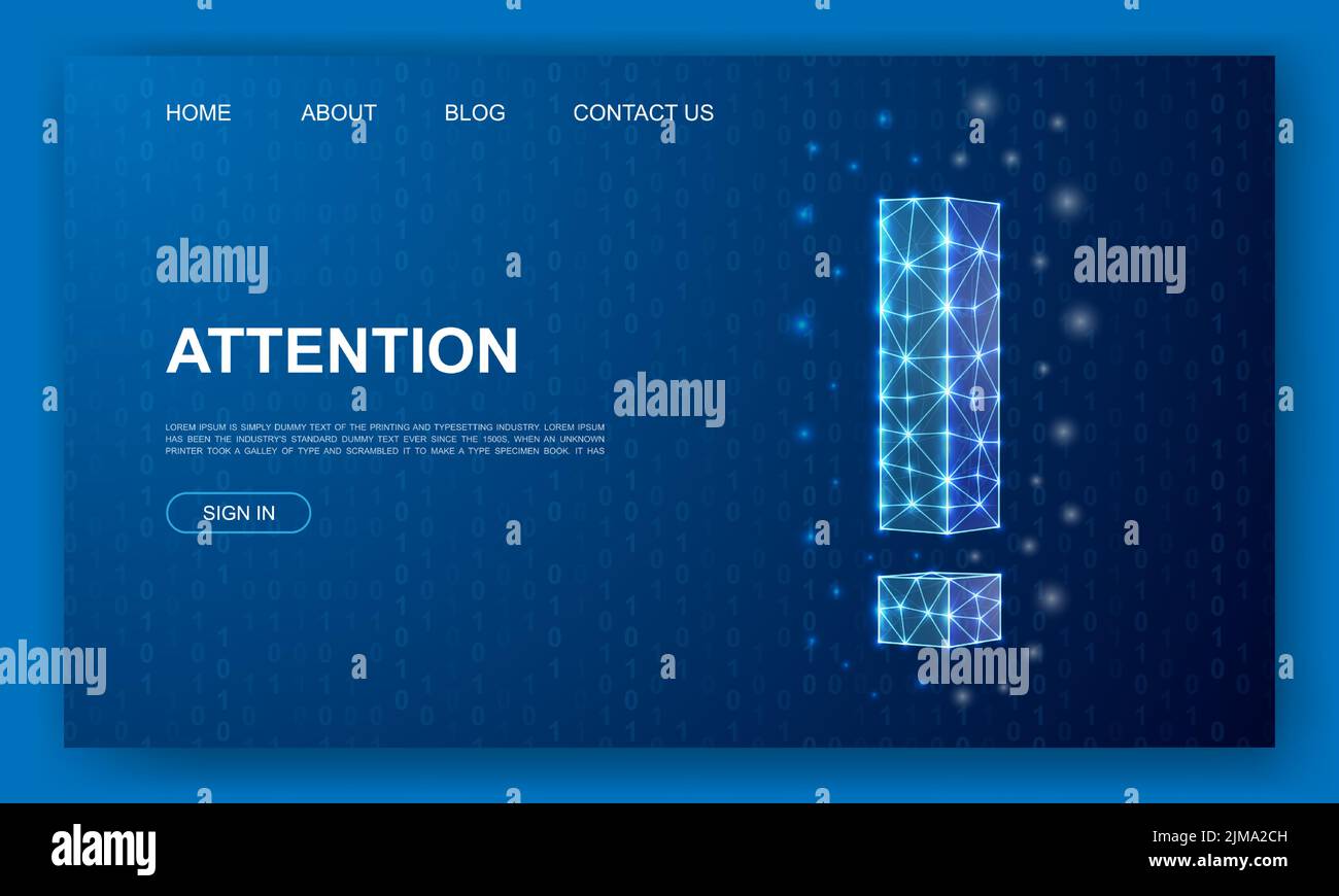 Exclamation mark 3d polygonal website template. Alert design ...