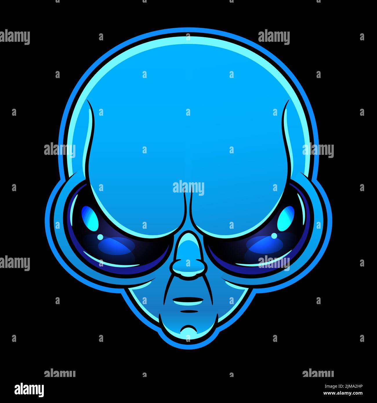 Alien face with large eyes. Extraterrestrial humanoid head illustration ...