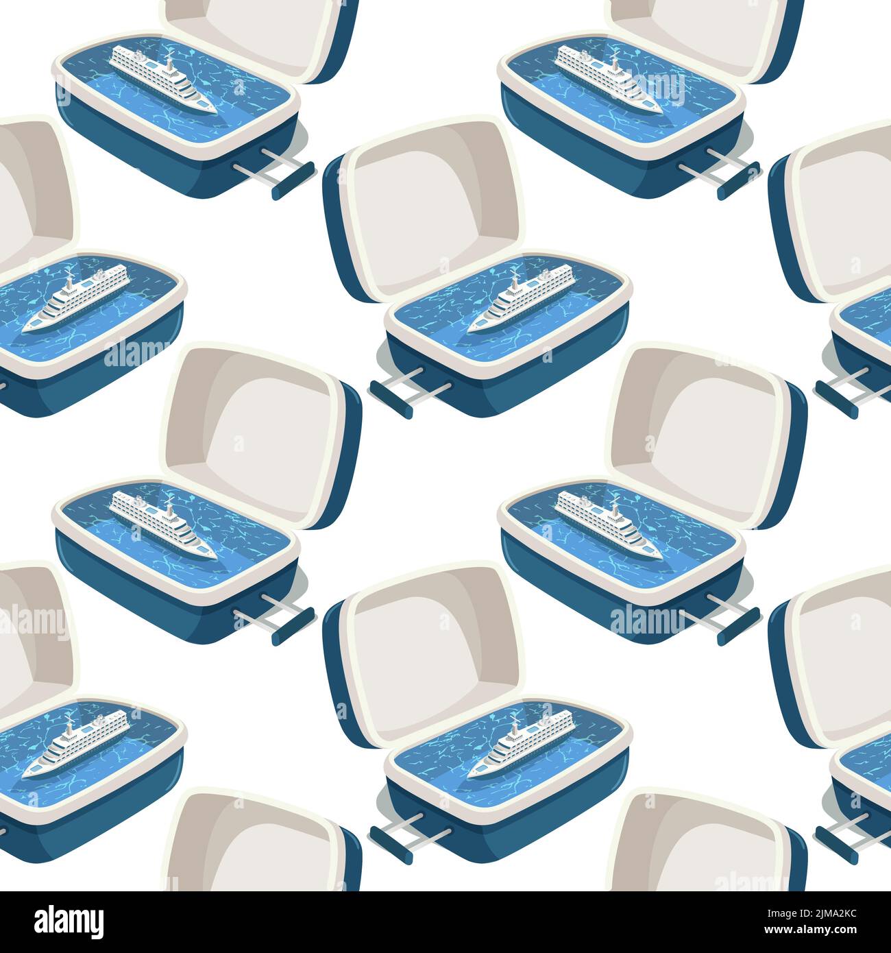Seamless vector pattern of a cruise ship in an open suitcase Stock ...