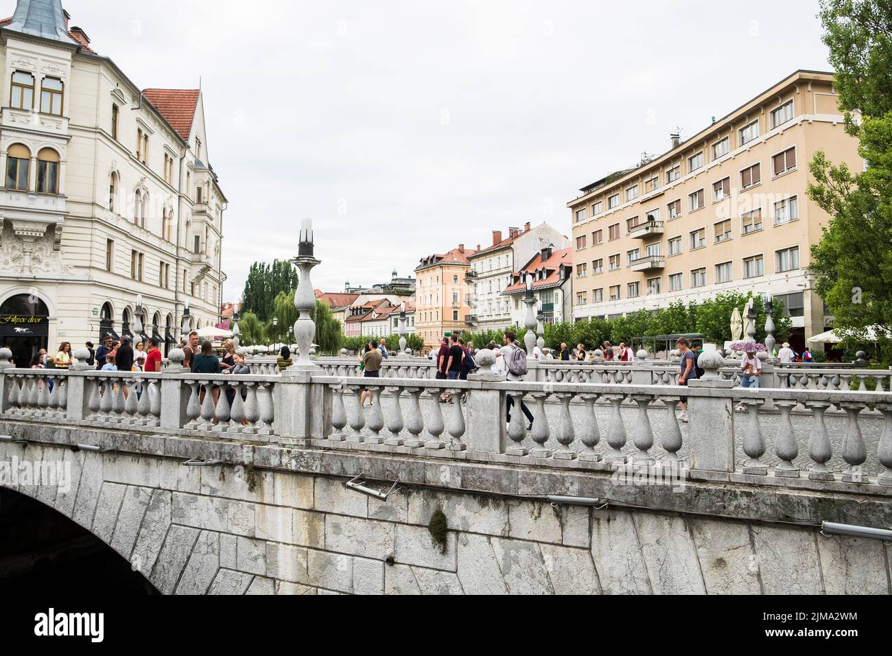 Slovenia, Ljubljana, Triple Bridge Stock Photo - Alamy
