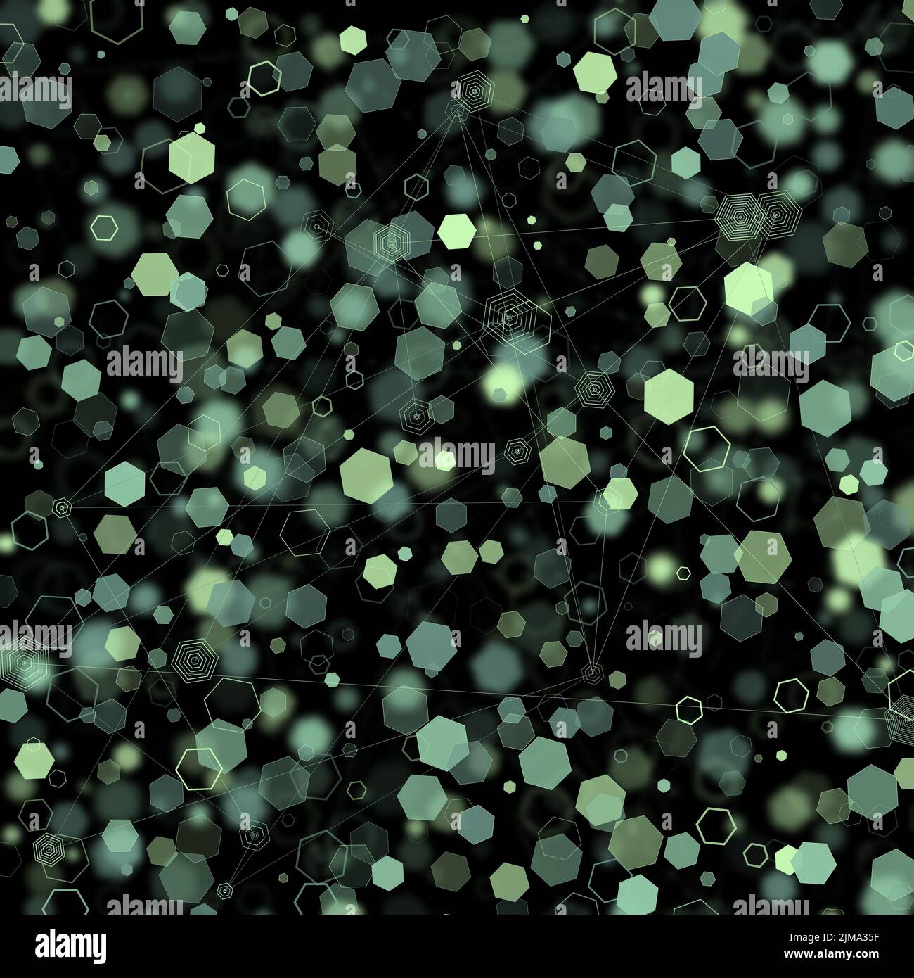 Illustration of abstract light dots and blurred Hexagon backdrop like ...