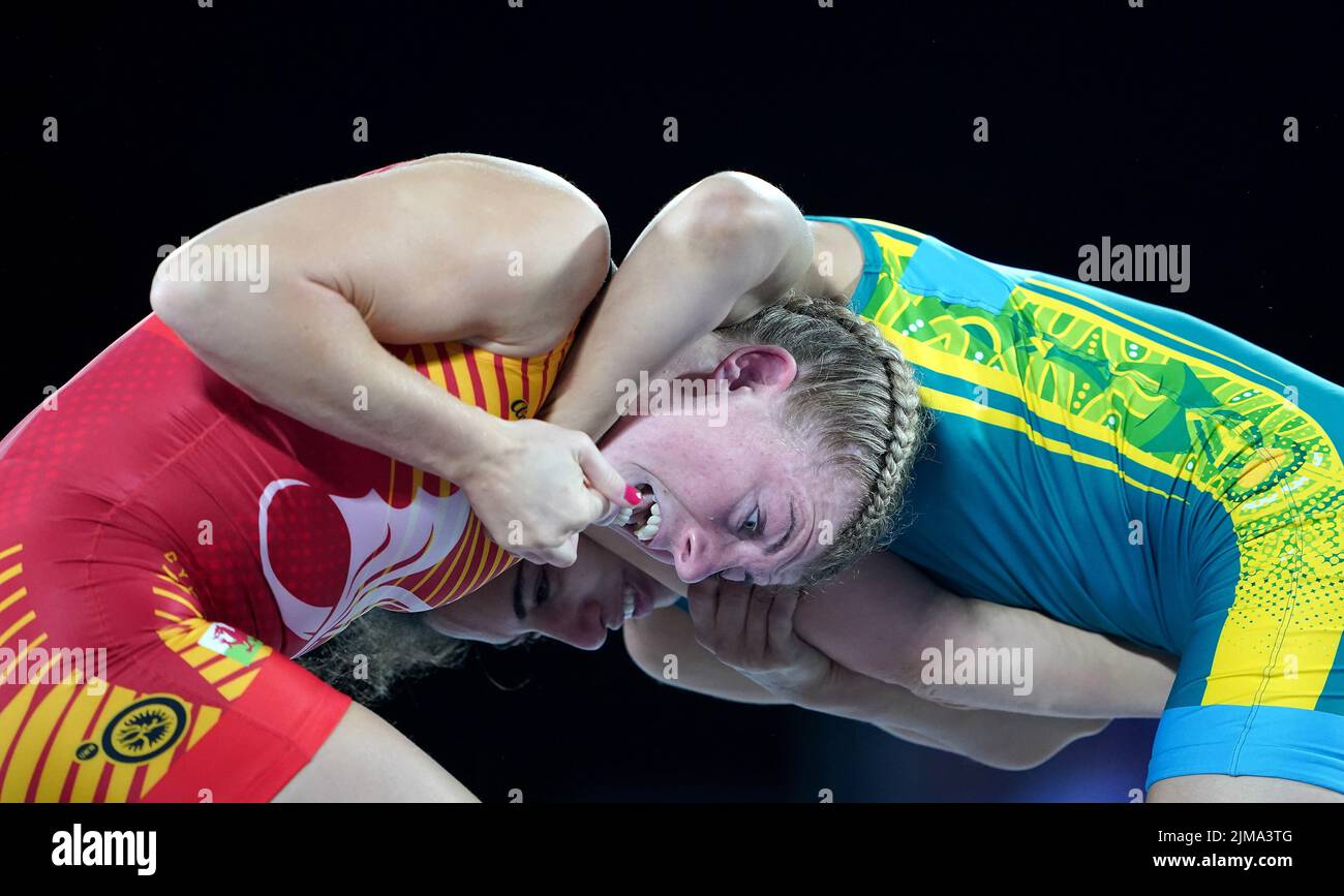 Wales' Shannon Harry during the Women's Freestyle Wrestling 57kg match ...