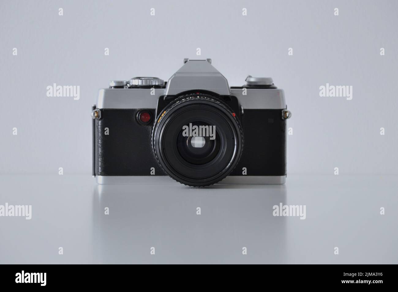 A closeup shot of a black camera isolated on the white background Stock ...