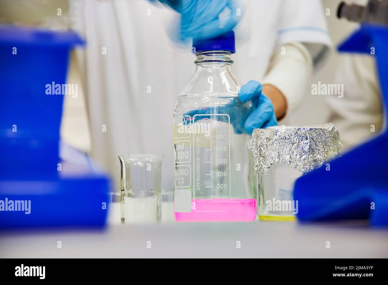 Laboratory bottle solution Stock Photo - Alamy