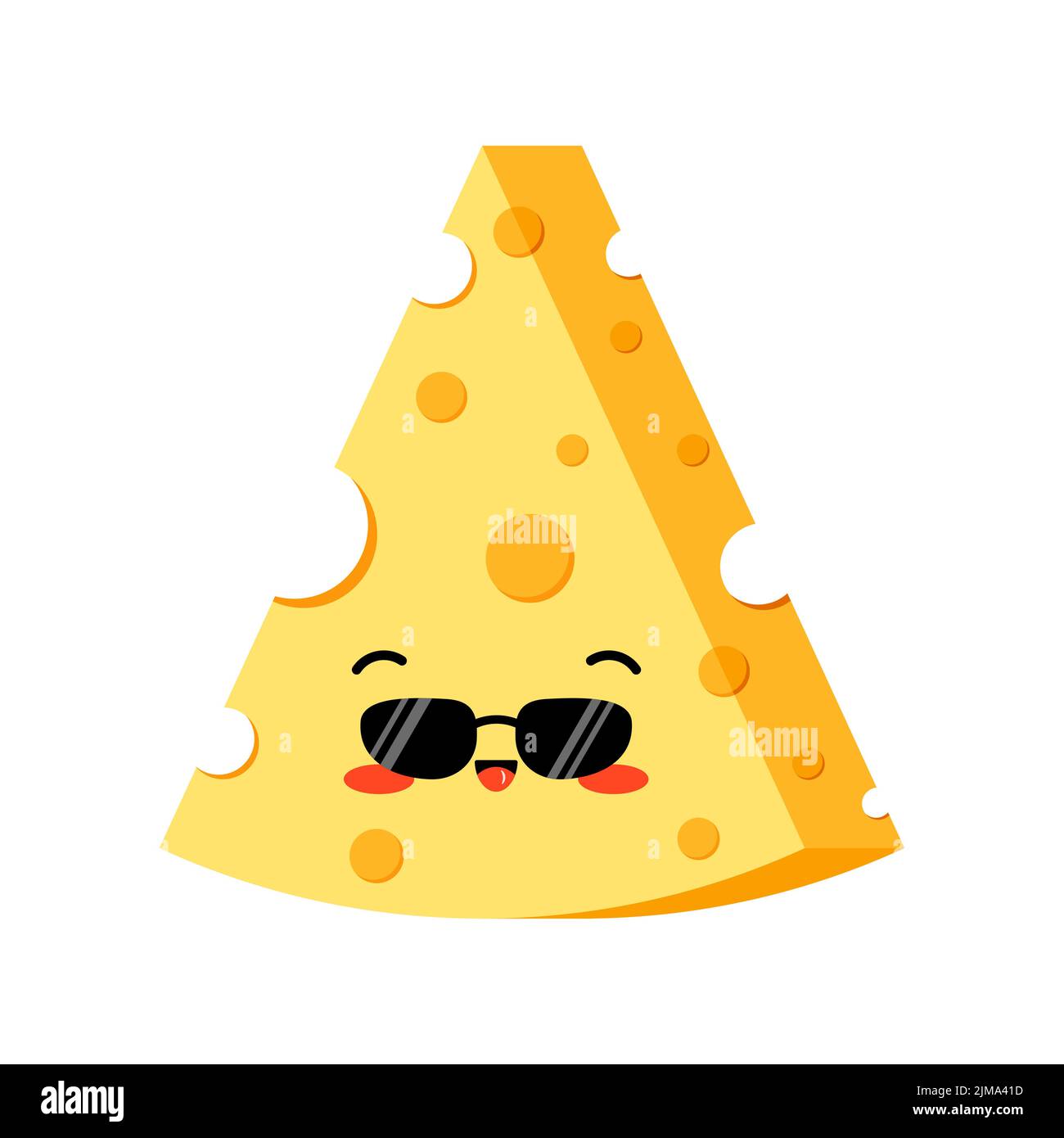 Triangle cheese with hole slice in sunglasses emoji vector icon ...