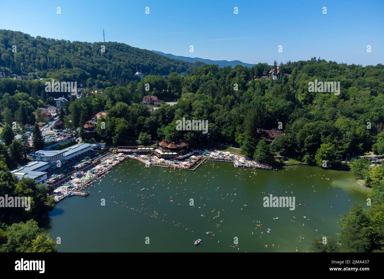 Bear lake from Sovata resort - Romania, ursu lake Stock Photo - Alamy