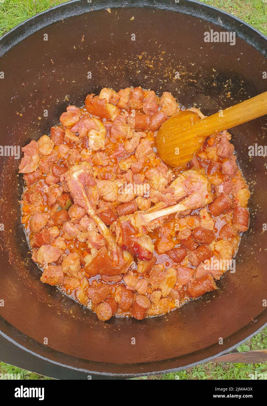 Goulash in cauldron pork hi-res stock photography and images - Alamy