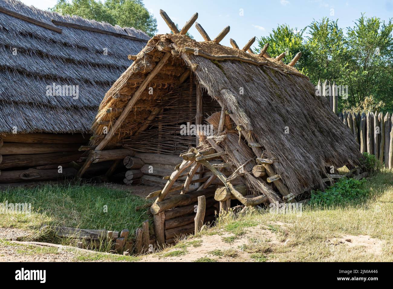 Modra open-air museum - museum Great Moravia. Old Slavic wooden house ...