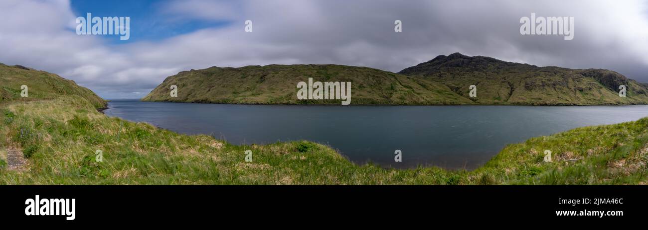 Long Exposure ND100 of Adak Island Finger Bay Stock Photo - Alamy