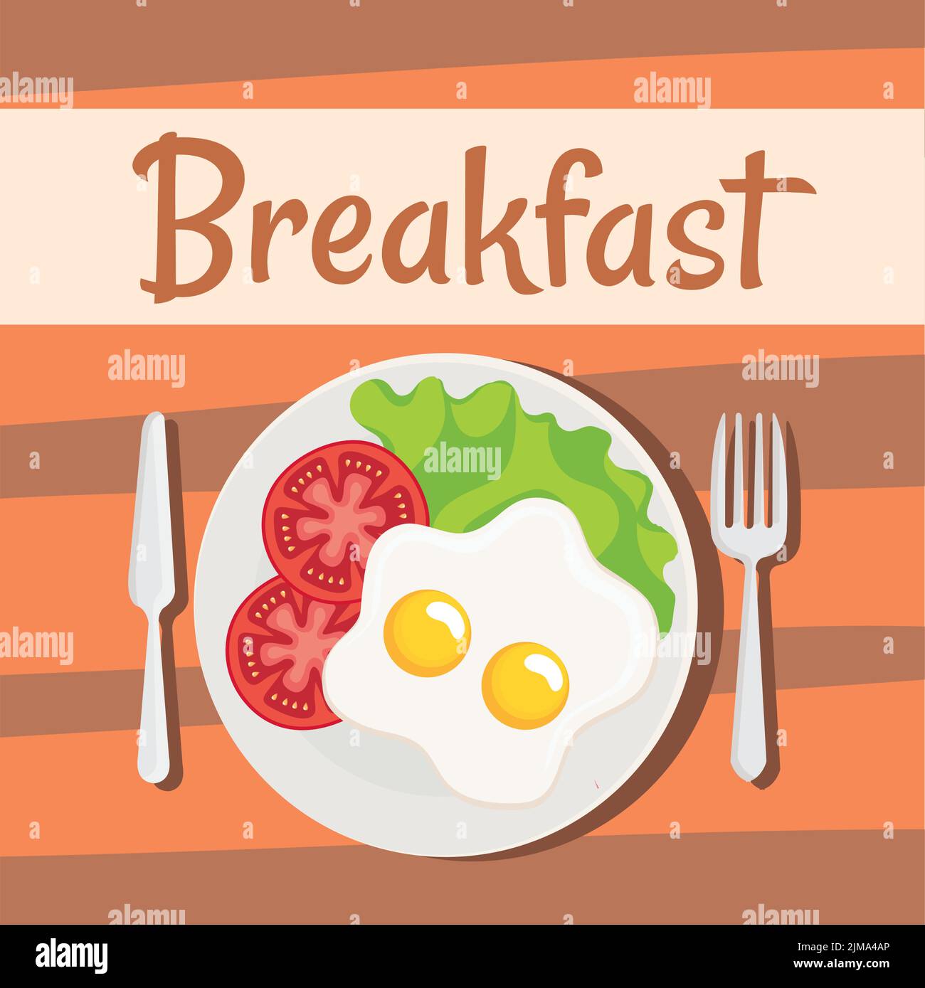 breakfast lettering with eggs and vegetables Stock Vector Image & Art ...
