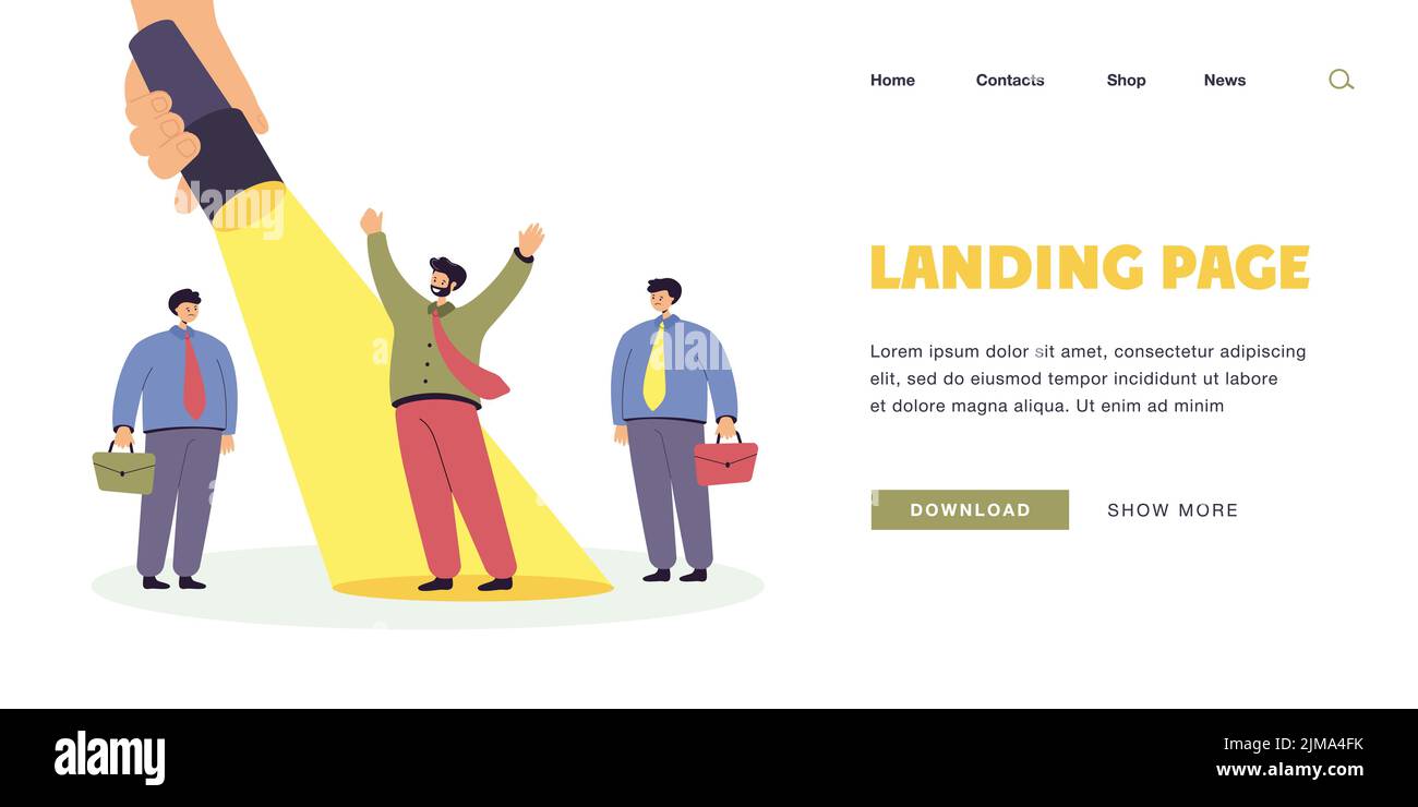 Spotlight on businessman standing out in crowd of people. Company ...