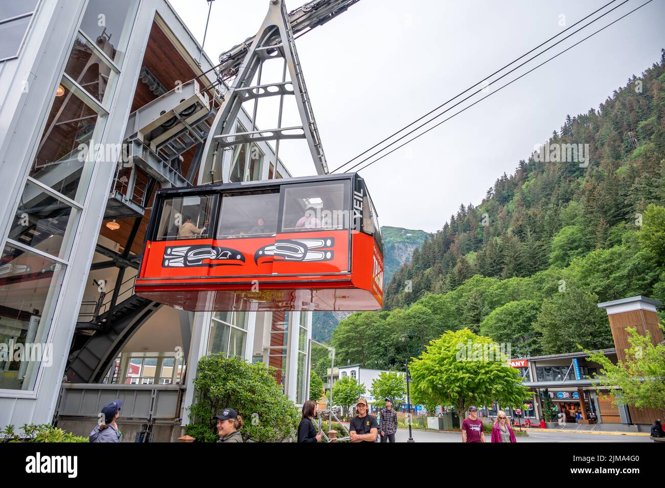 Juneau, Alaska - July 27, 2022: View of the tram in Juneau that travels ...