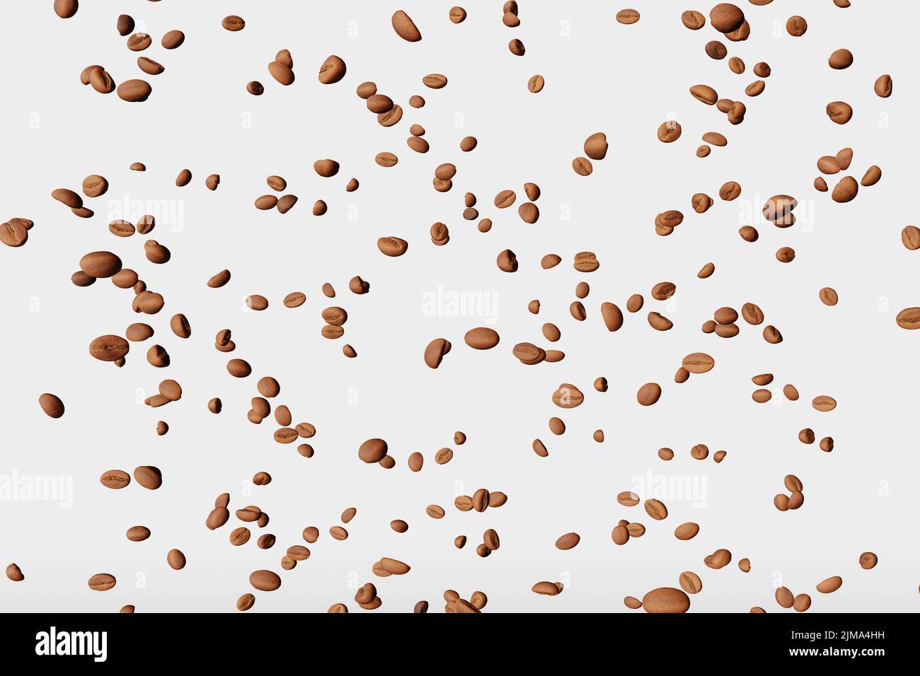 Falling coffee beans white background isolated shadows 3D rendering ...