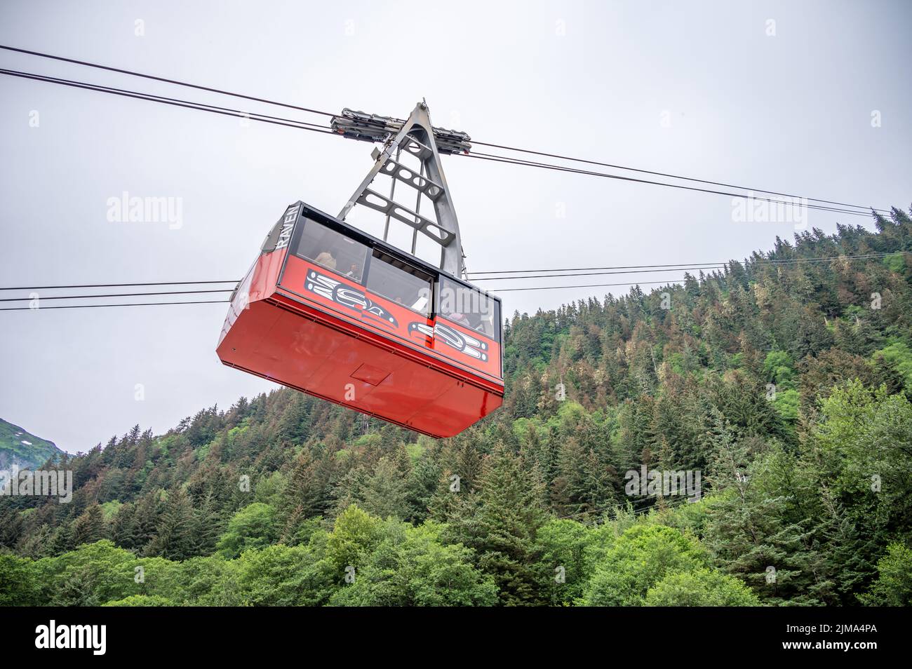 Juneau, Alaska - July 27, 2022: View of the tram in Juneau that travels ...