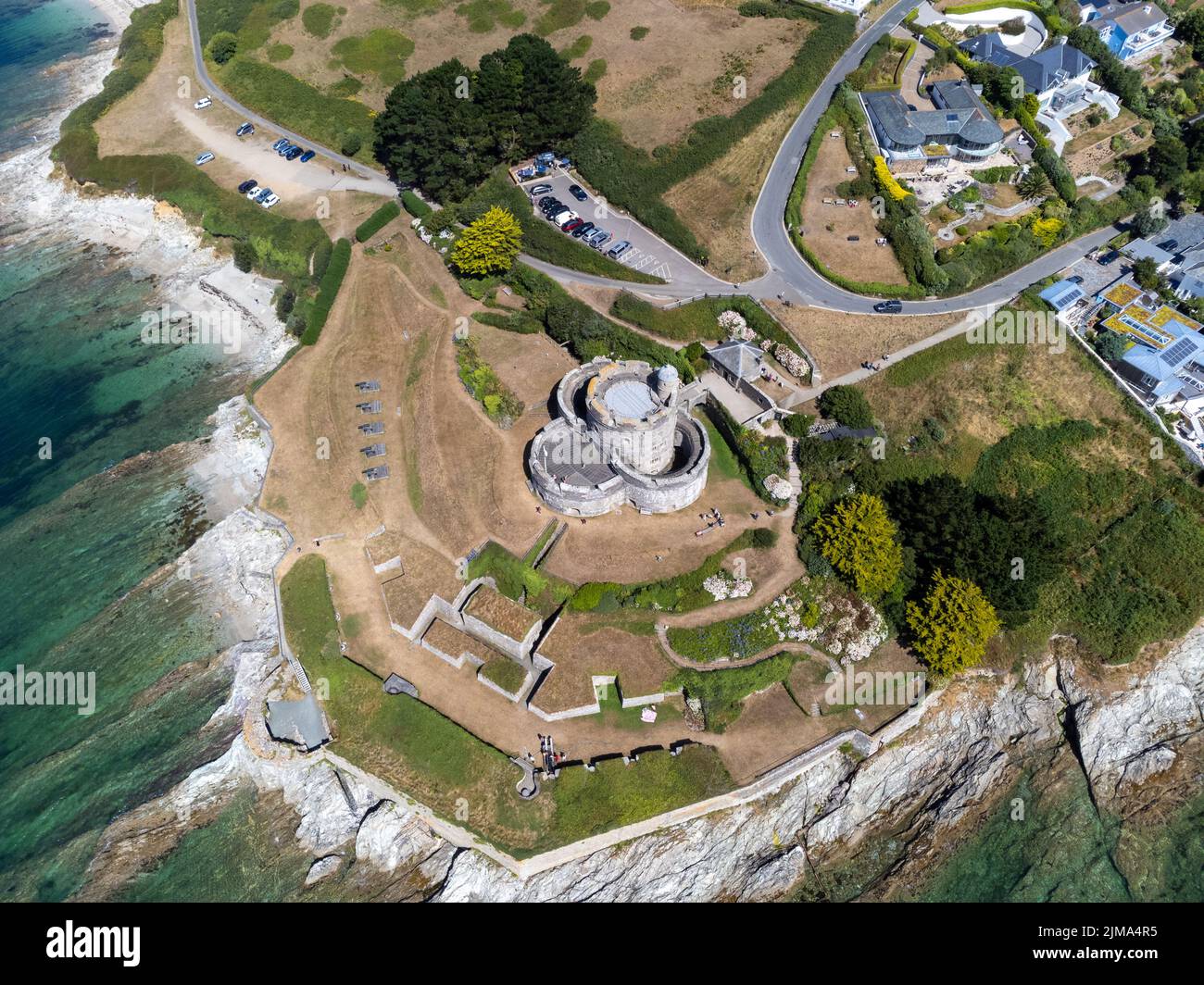 St Mawes from the air aerial drone Cornwall uk Stock Photo - Alamy