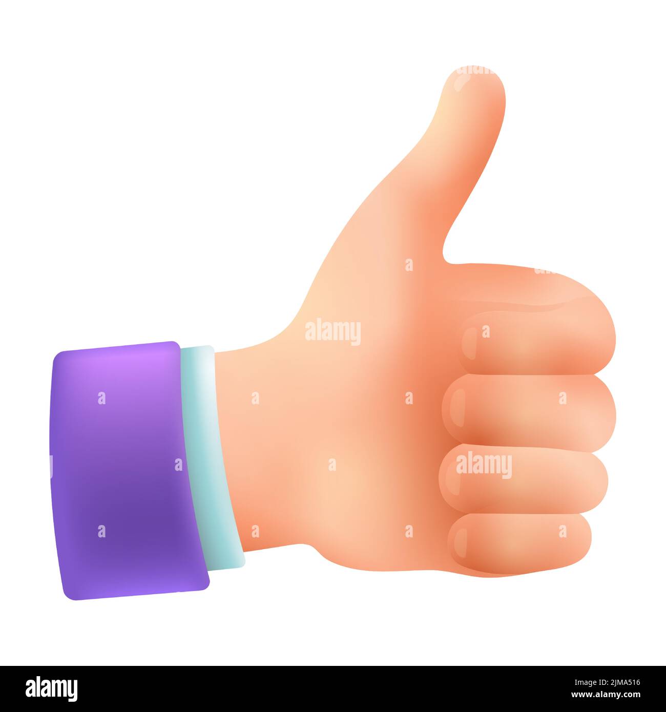 Thumb up hand gesture 3d cartoon style icon on white background. Hand ...