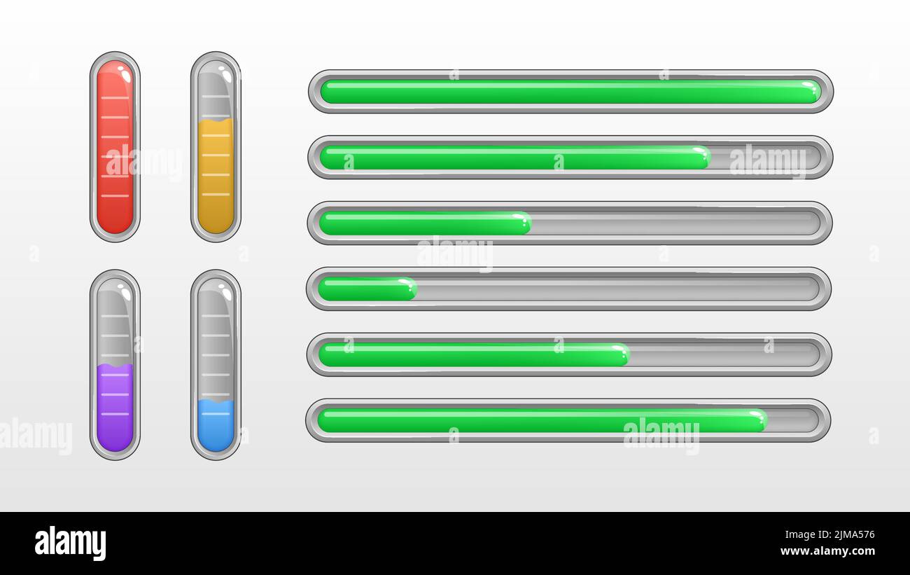 Resource Bar Set for Gaming UI. Web Template for Video Games. Vector ...