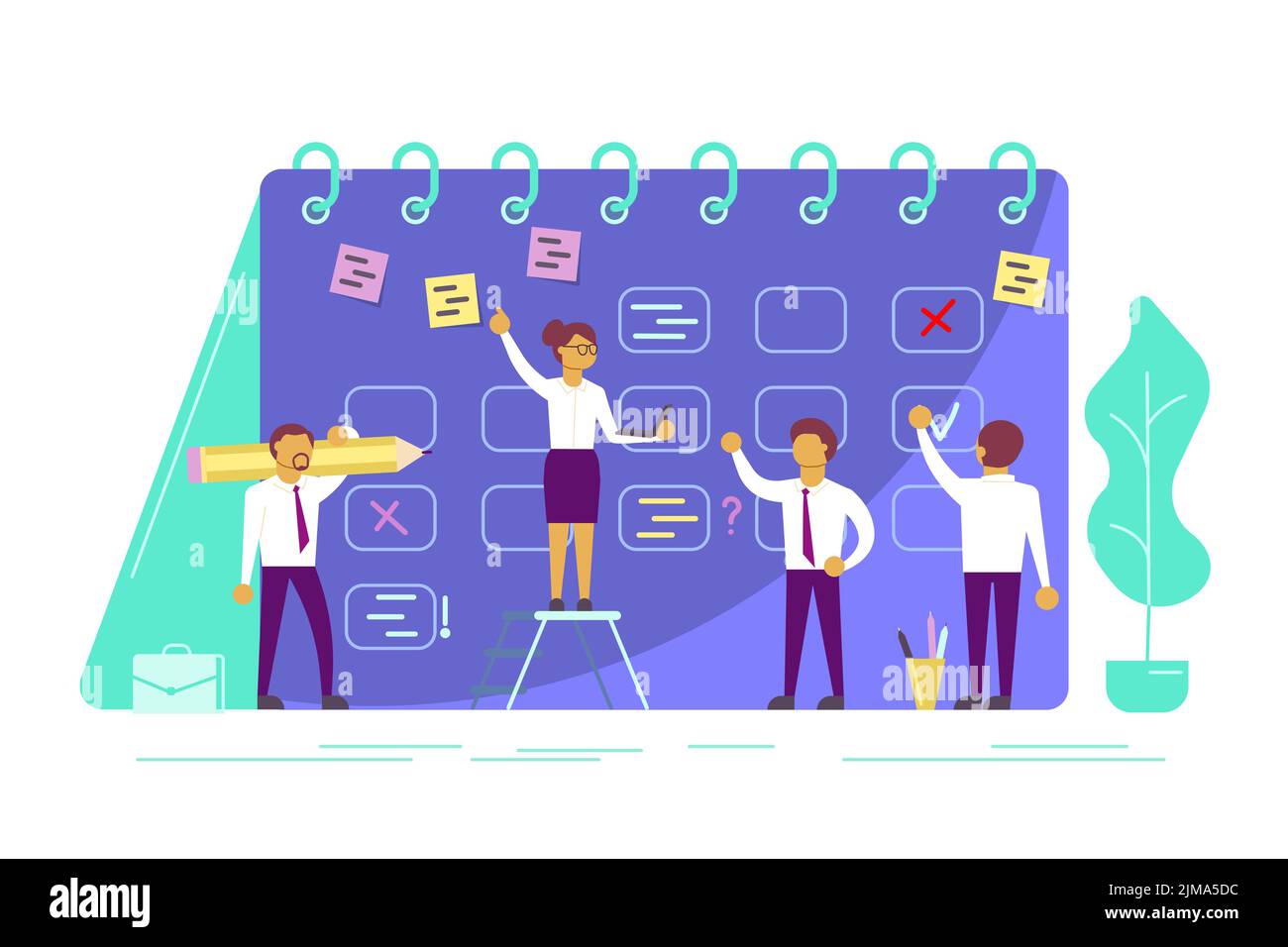 Planning schedule concept vector illustration. Business team characters ...