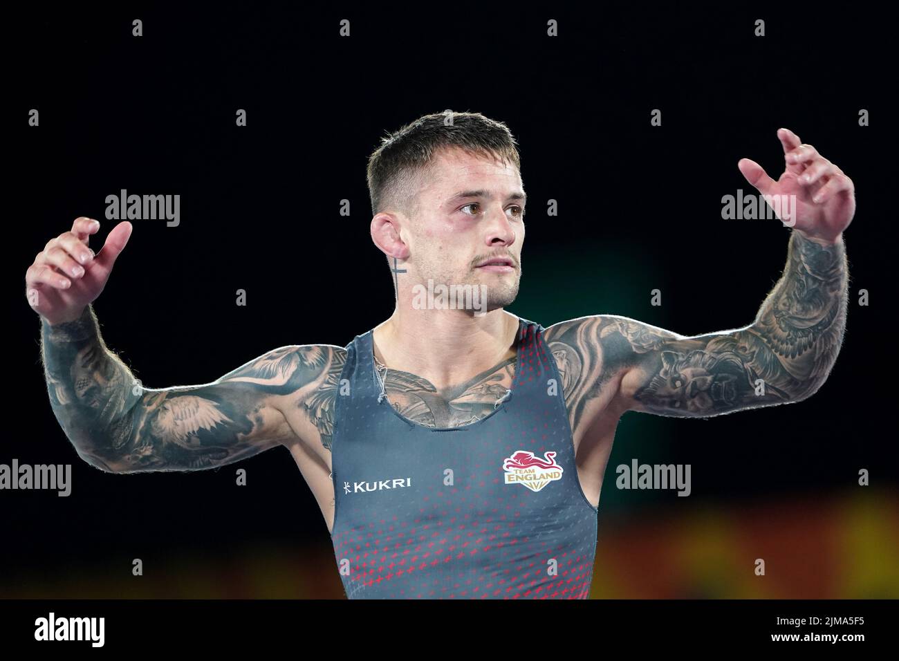 England's George Ramm during the Men's Freestyle Wrestling 65kg match ...