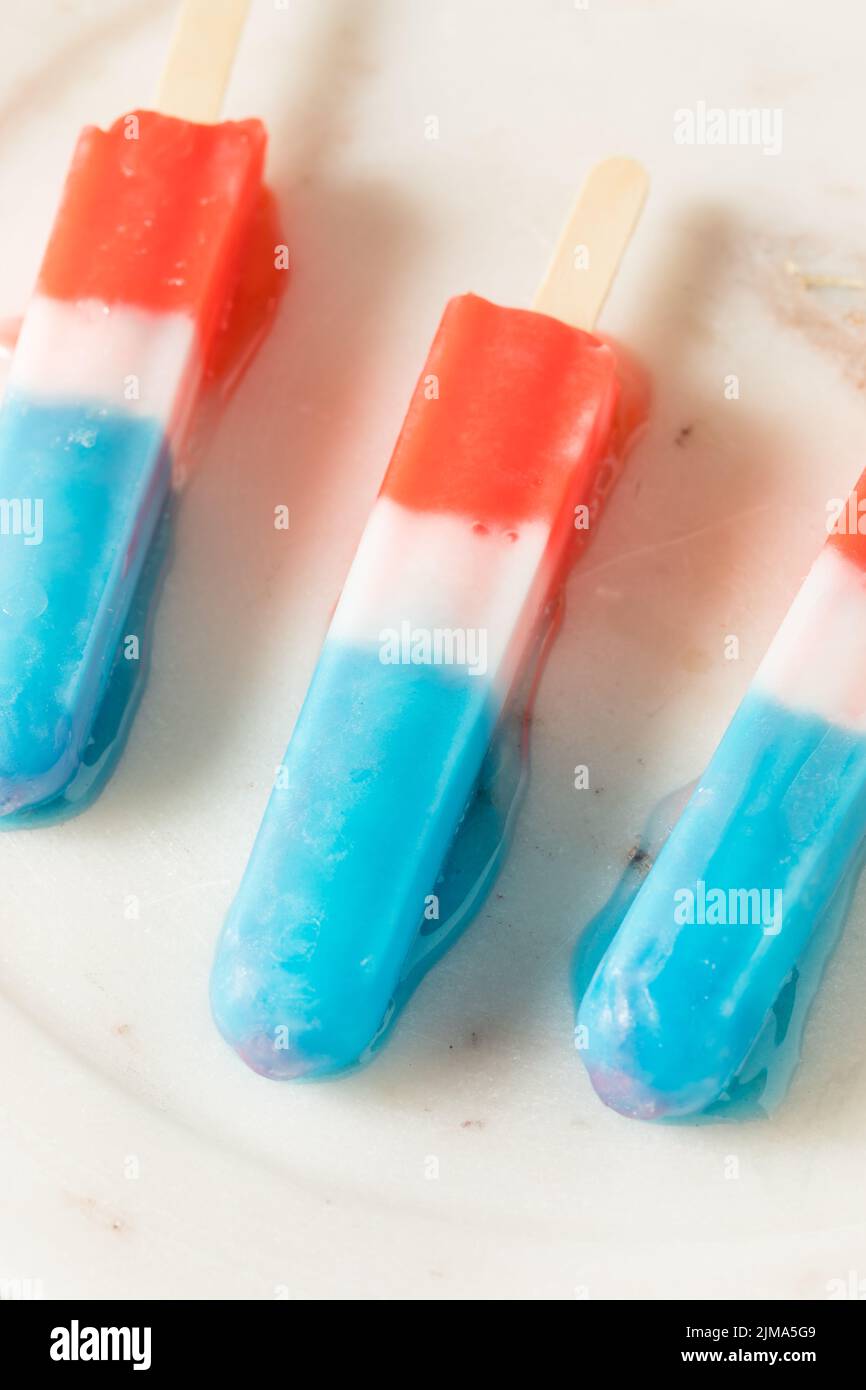 Homemade Red White Blue Popsicle Ready to Eat for the Summer Stock ...