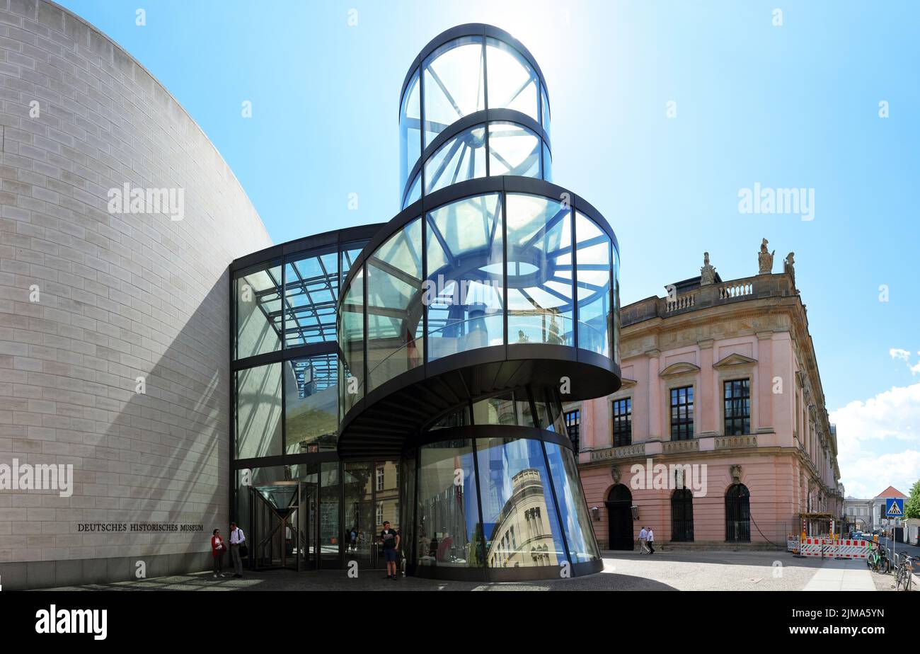 Modern glas staircase on the German historical museum in Berlin Mitte ...