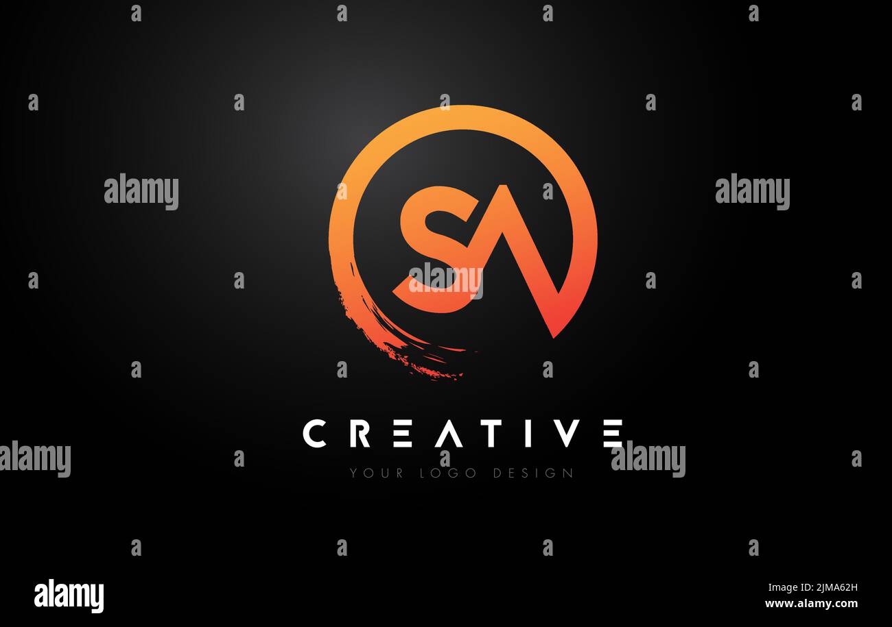 Orange SA Circular Letter Logo with Circle Brush Design and Black ...