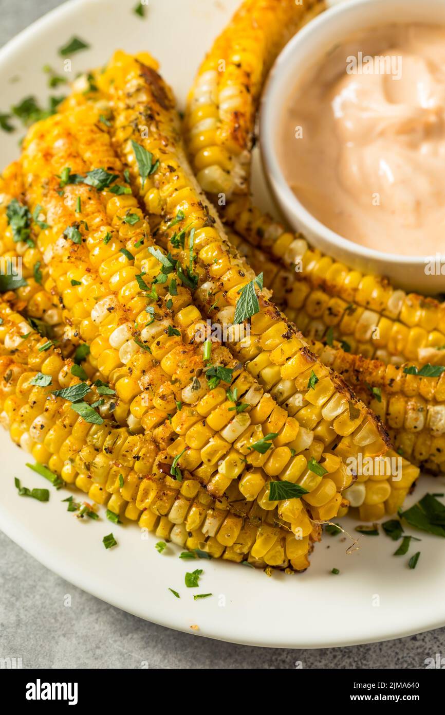 Homemade Spicy Corn Ribs with Mayo Dip Stock Photo - Alamy