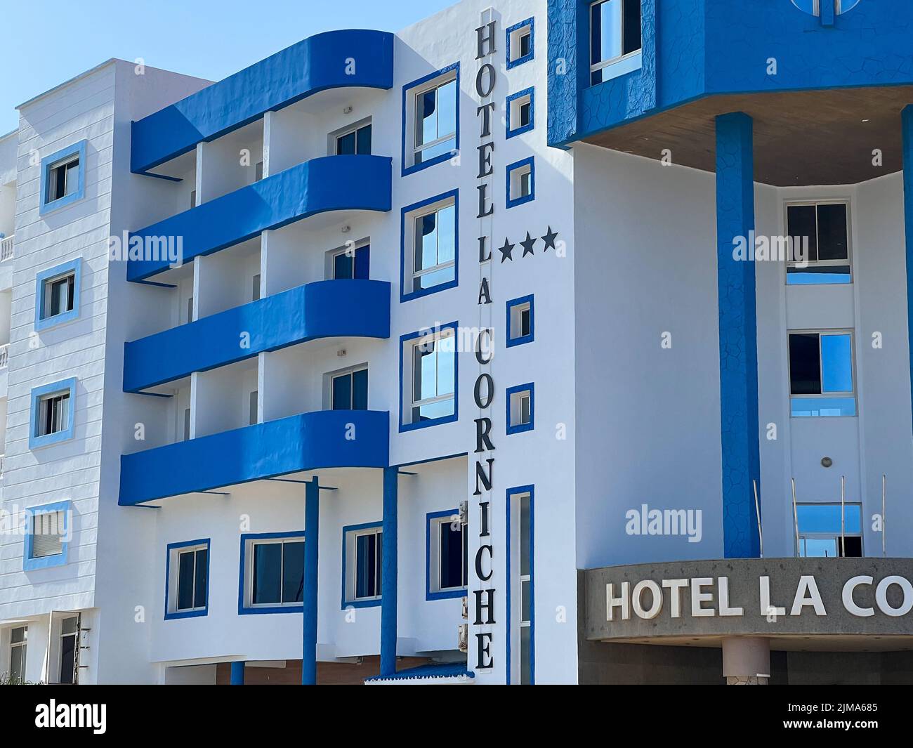 The exterior of hotel La Corniche Stock Photo - Alamy
