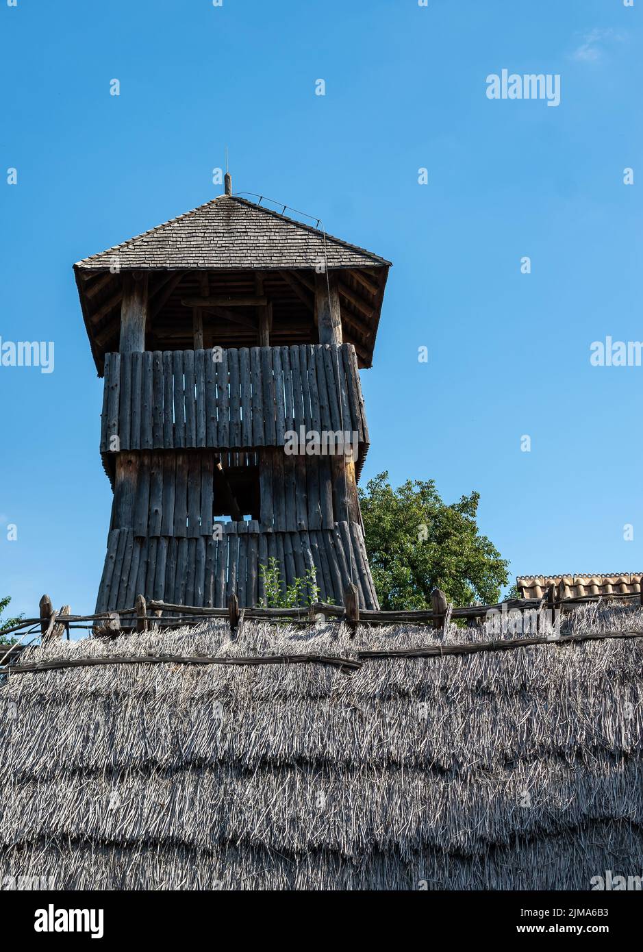 Museum of Old Slavs Modra. Watchtower against the background of the ...