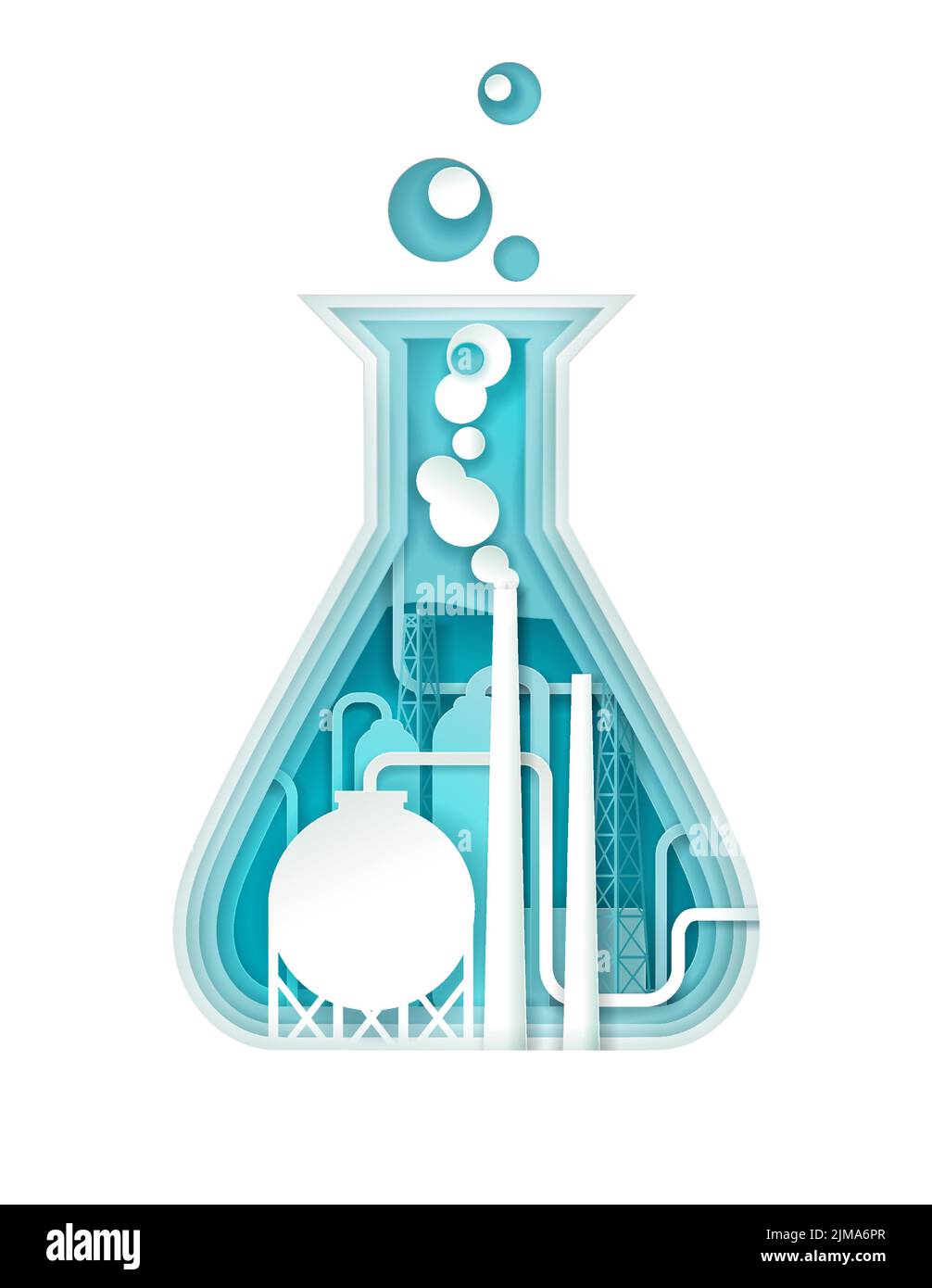 Chemical industry poster banner template. Vector illustration in paper ...