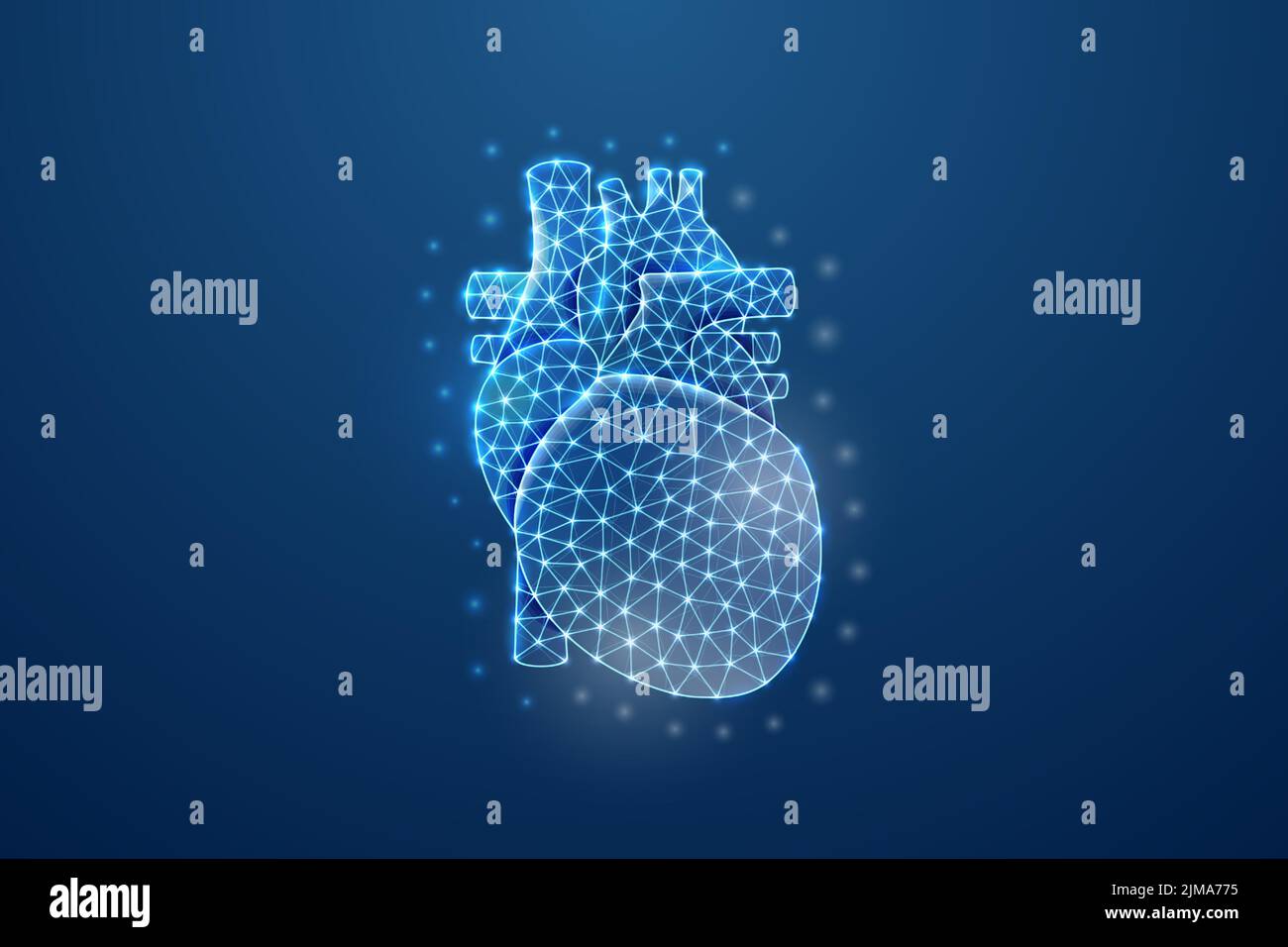 Heart 3d symbol in blue low poly style. Cardiology, human ...