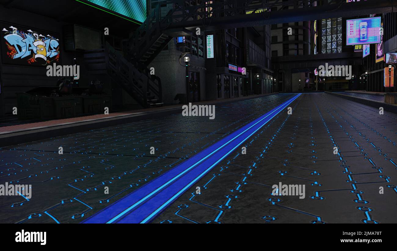 3d-illustration of a futuristic cyberpunk city, background picture ...