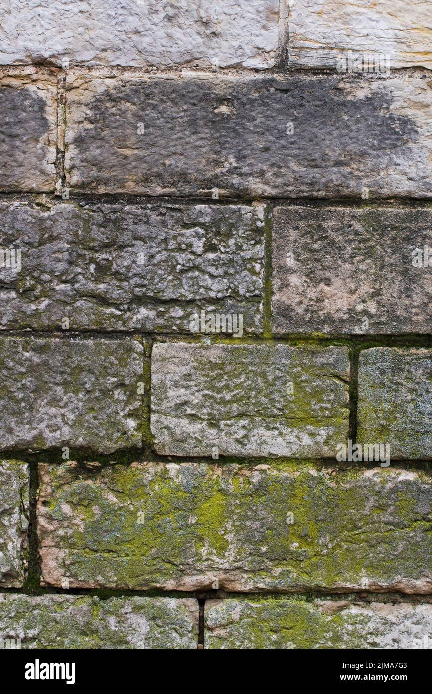 Old brick wall with moss and soot Stock Photo - Alamy