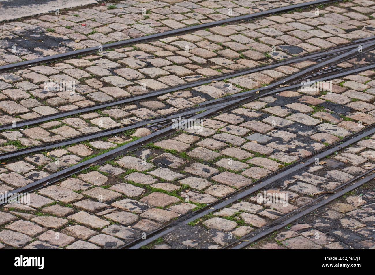 Old tram rails hi-res stock photography and images - Alamy