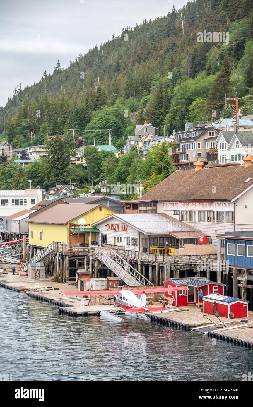 Ketchikan, Alaska - July 29, 2022: Views of the historic wooden ...