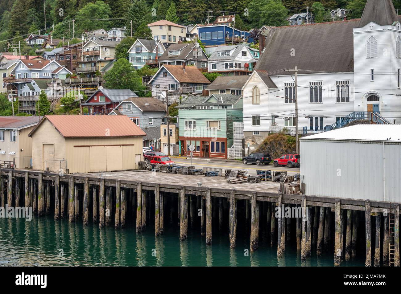 Ketchikan, Alaska - July 29, 2022: Views of the historic wooden ...