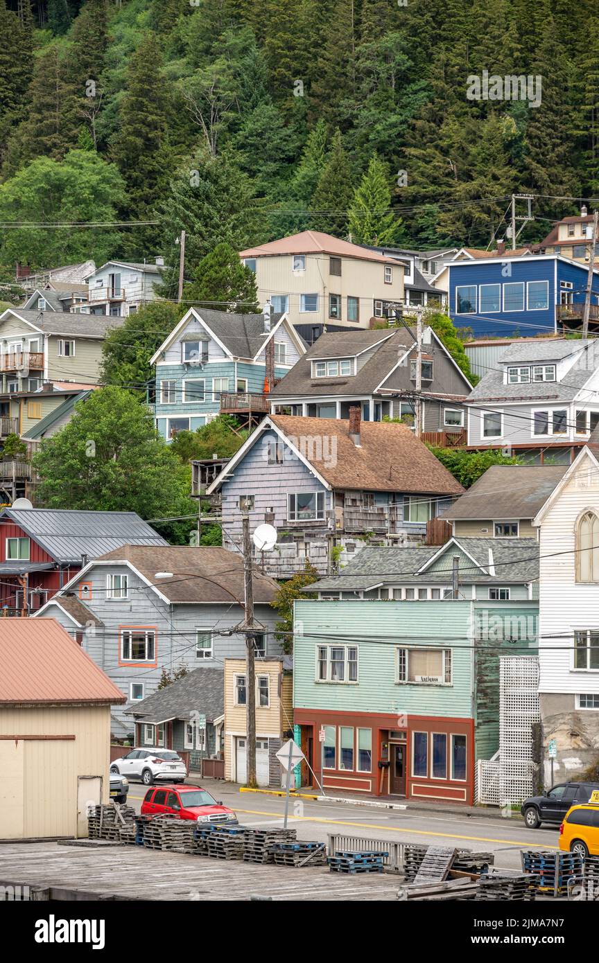 Ketchikan, Alaska - July 29, 2022: Views of the historic wooden ...