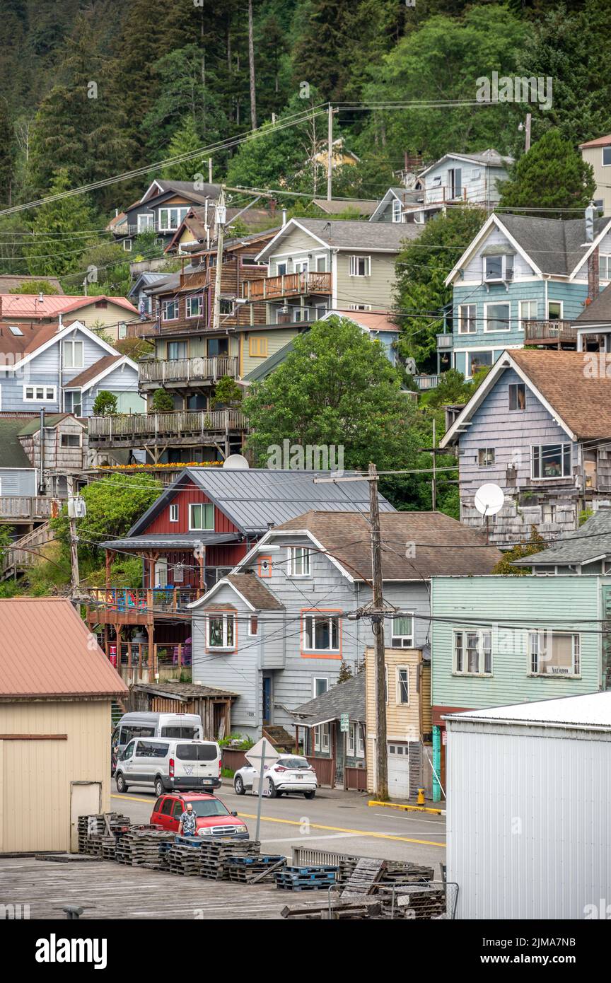 Ketchikan, Alaska - July 29, 2022: Views of the historic wooden ...