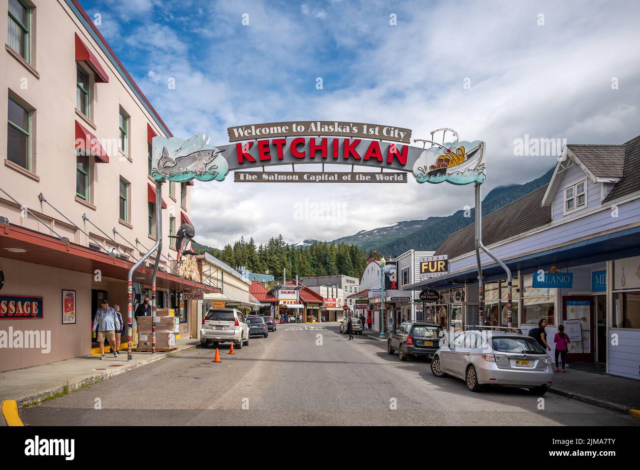 Ketchikan, Alaska - July 29, 2022: Views of the historic wooden ...