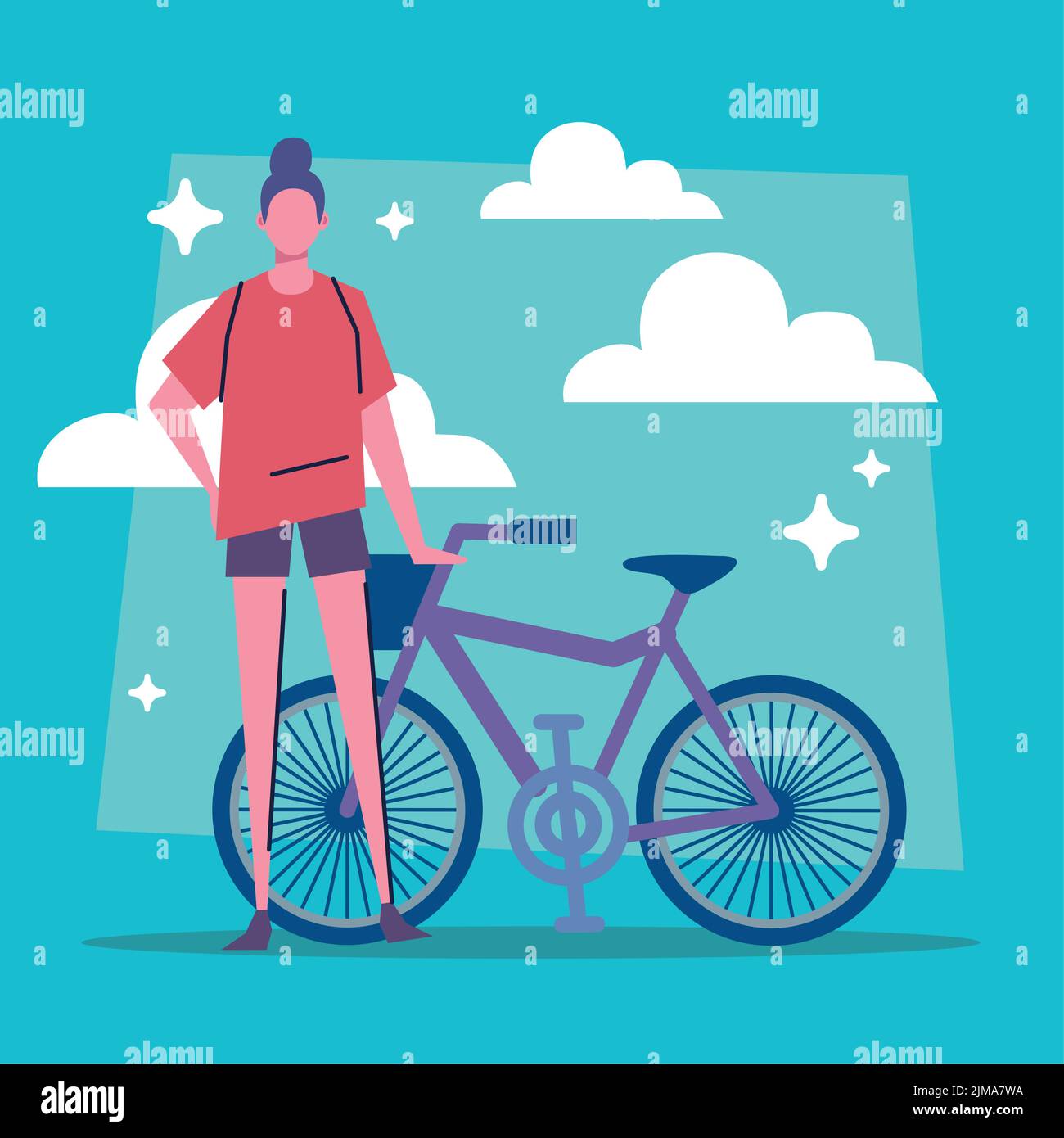 woman with bike Stock Vector Image & Art - Alamy