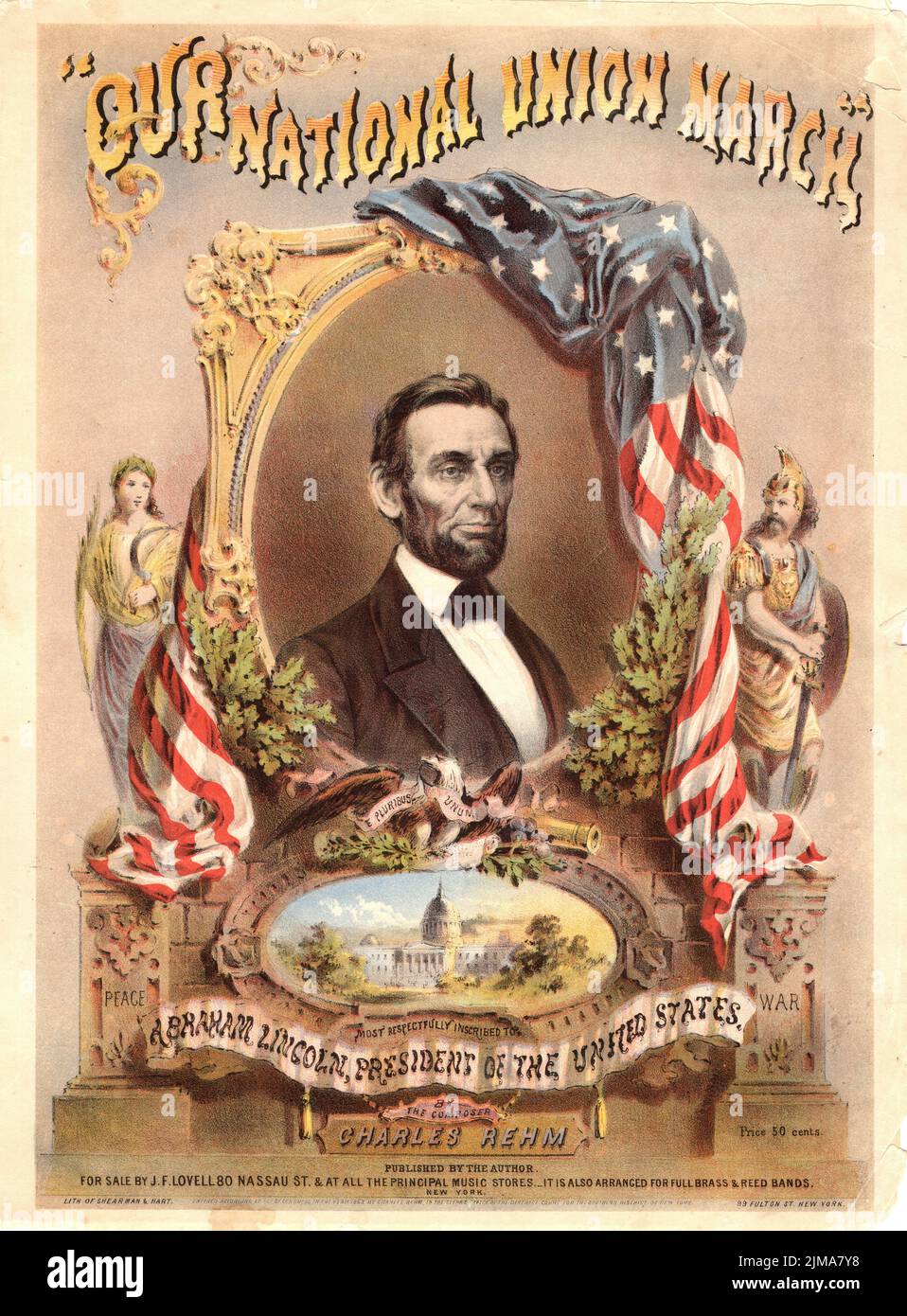 Our National Union March, Abraham Lincoln Sheet Music Stock Photo - Alamy