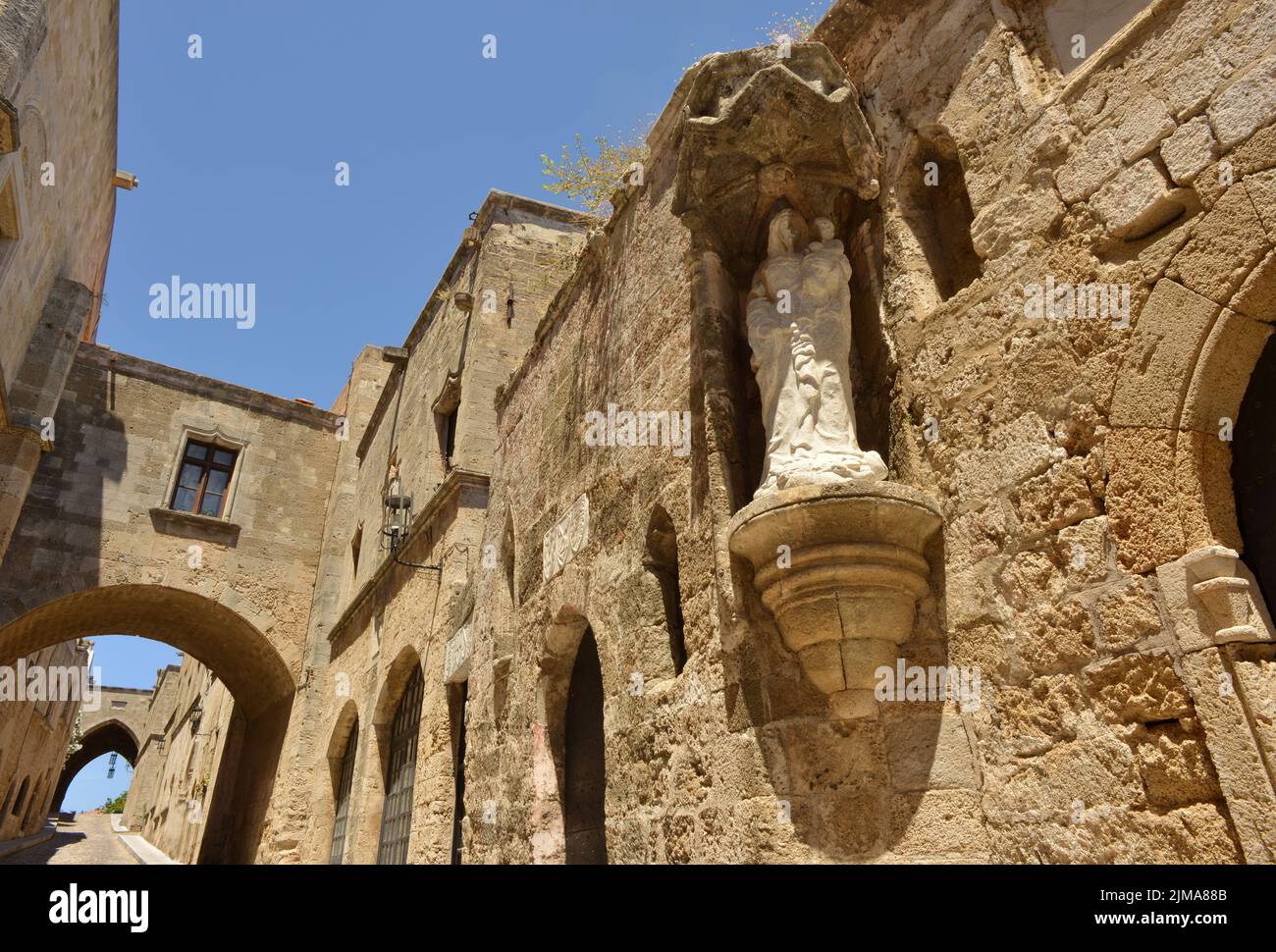 Rhodes, Greece, Holy Mary figure at the Street of the Knights in the ...