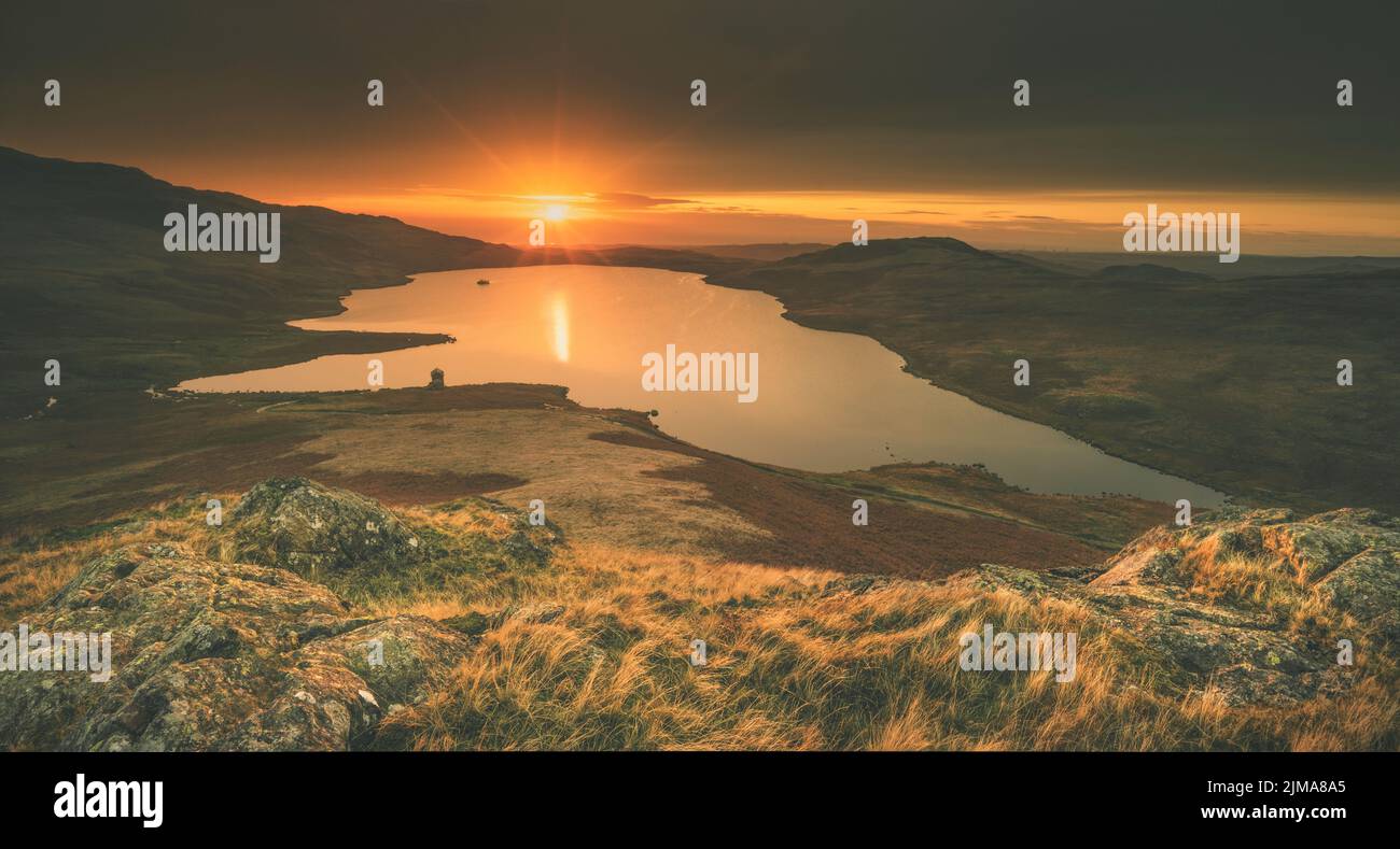 Devoke Water view from Seat How at sunset in the Lake District Stock ...
