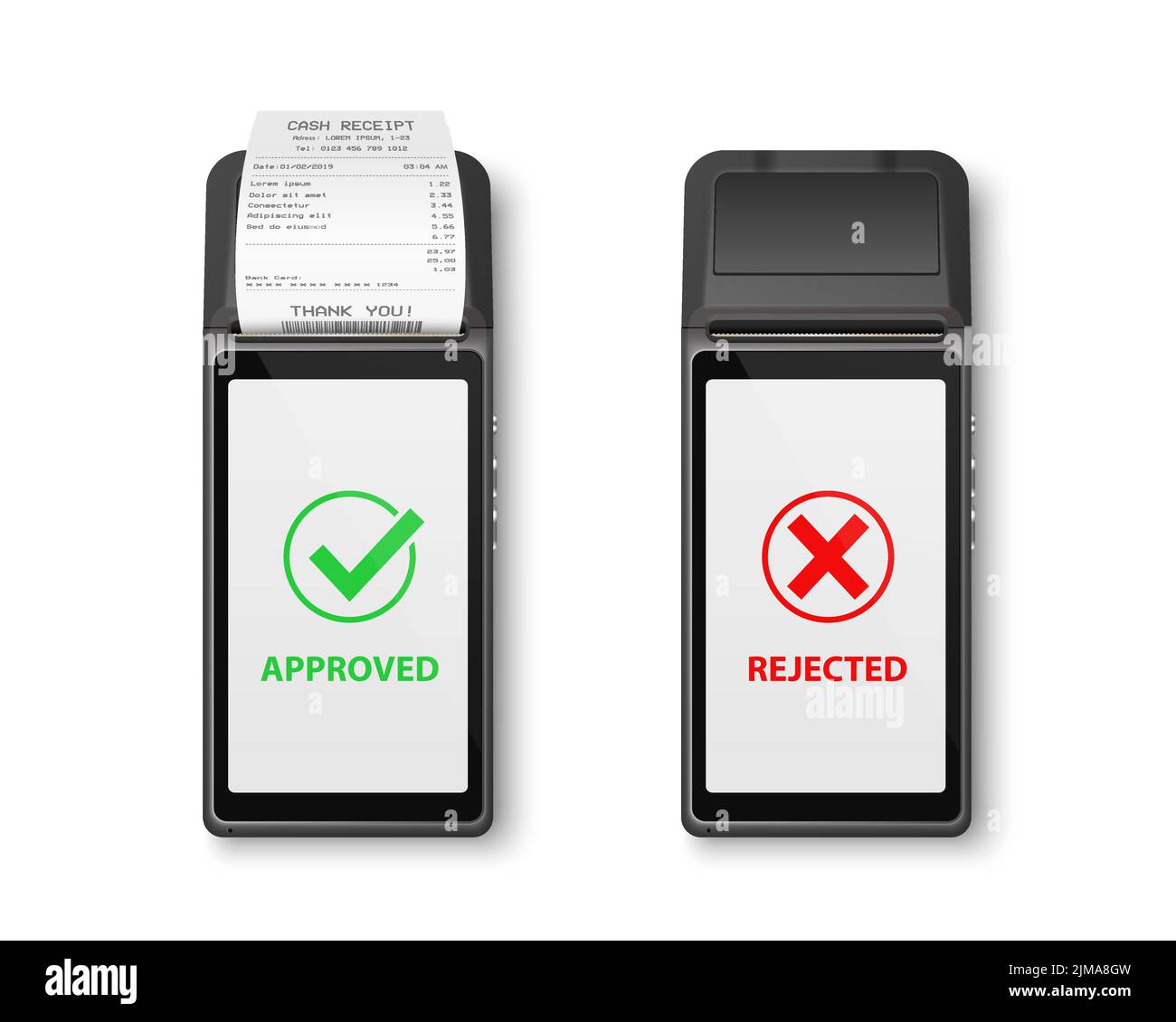 Vector 3d NFC Payment Machine with Approved, Rejected Status , Paper Bill, Isolated. Wi-fi ...