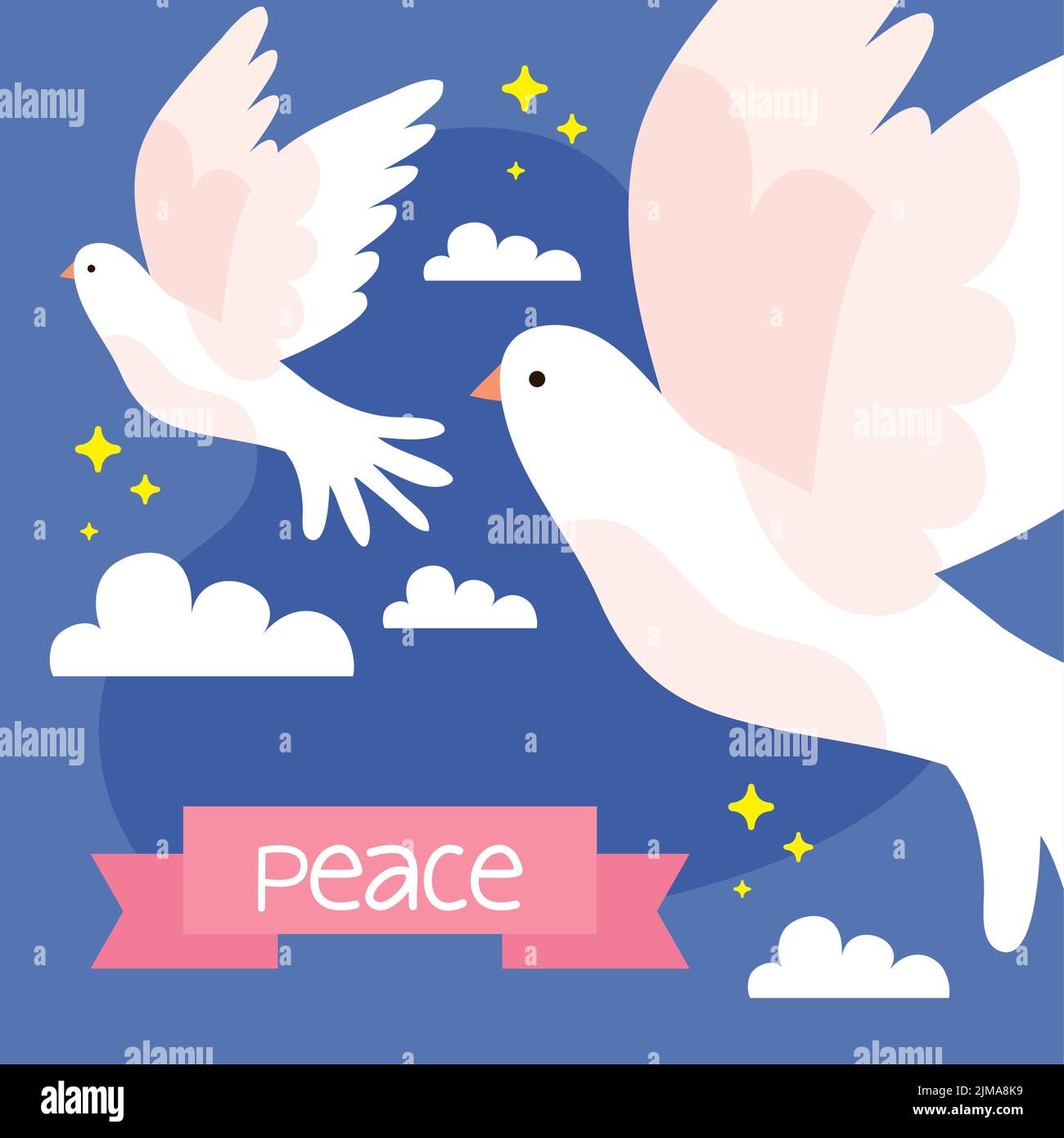 peace lettering in ribbon with doves Stock Vector Image & Art - Alamy