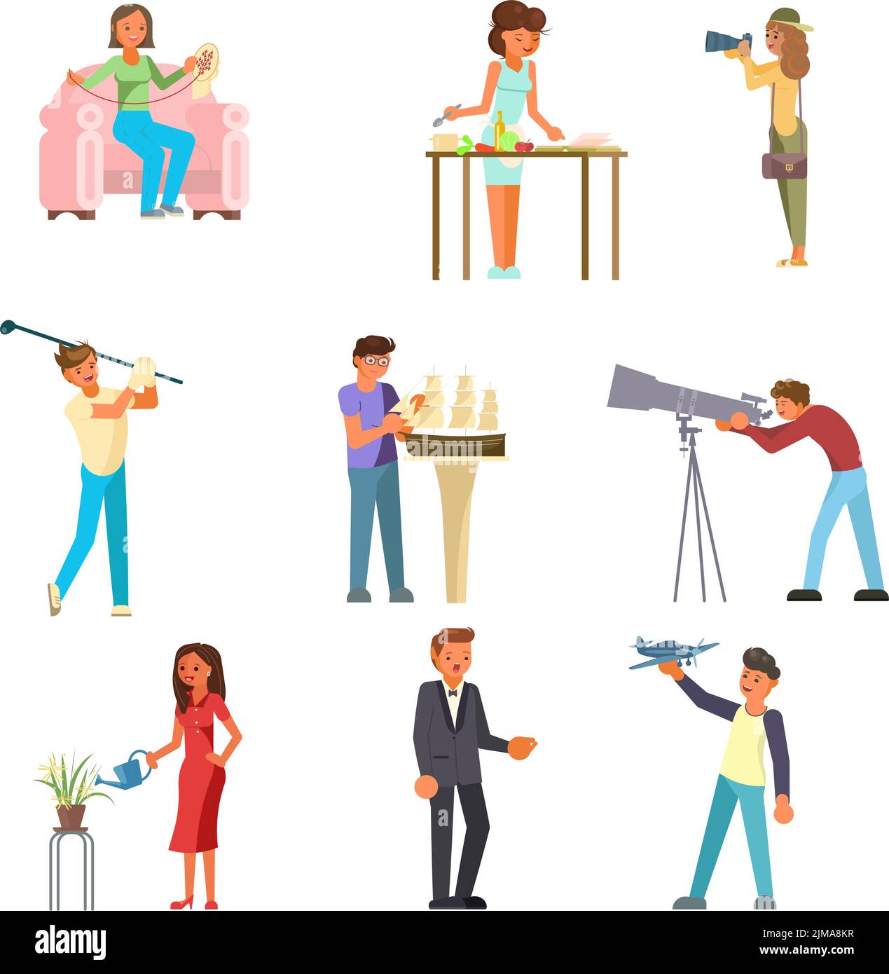 People and their hobbies vector flat illustration Stock Vector Image ...