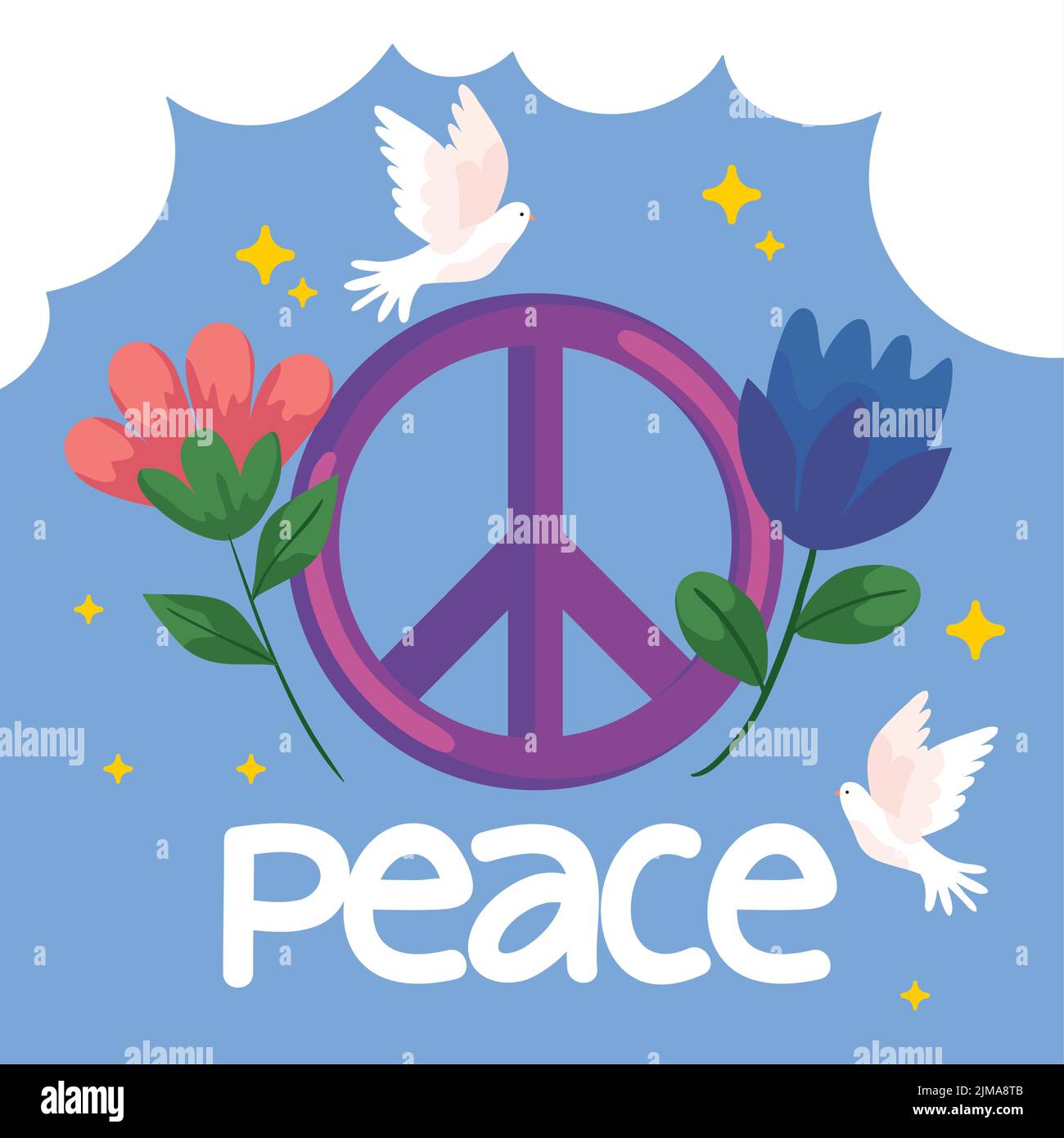 peace lettering with doves Stock Vector Image & Art - Alamy