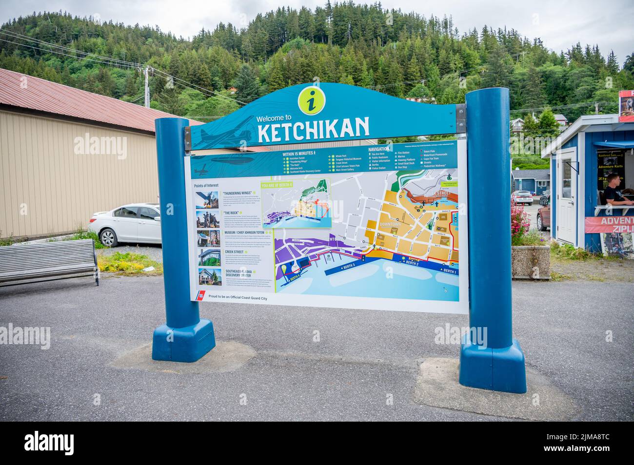 Ketchikan, Alaska - July 29, 2022: sign with map of Ketchikan showing ...