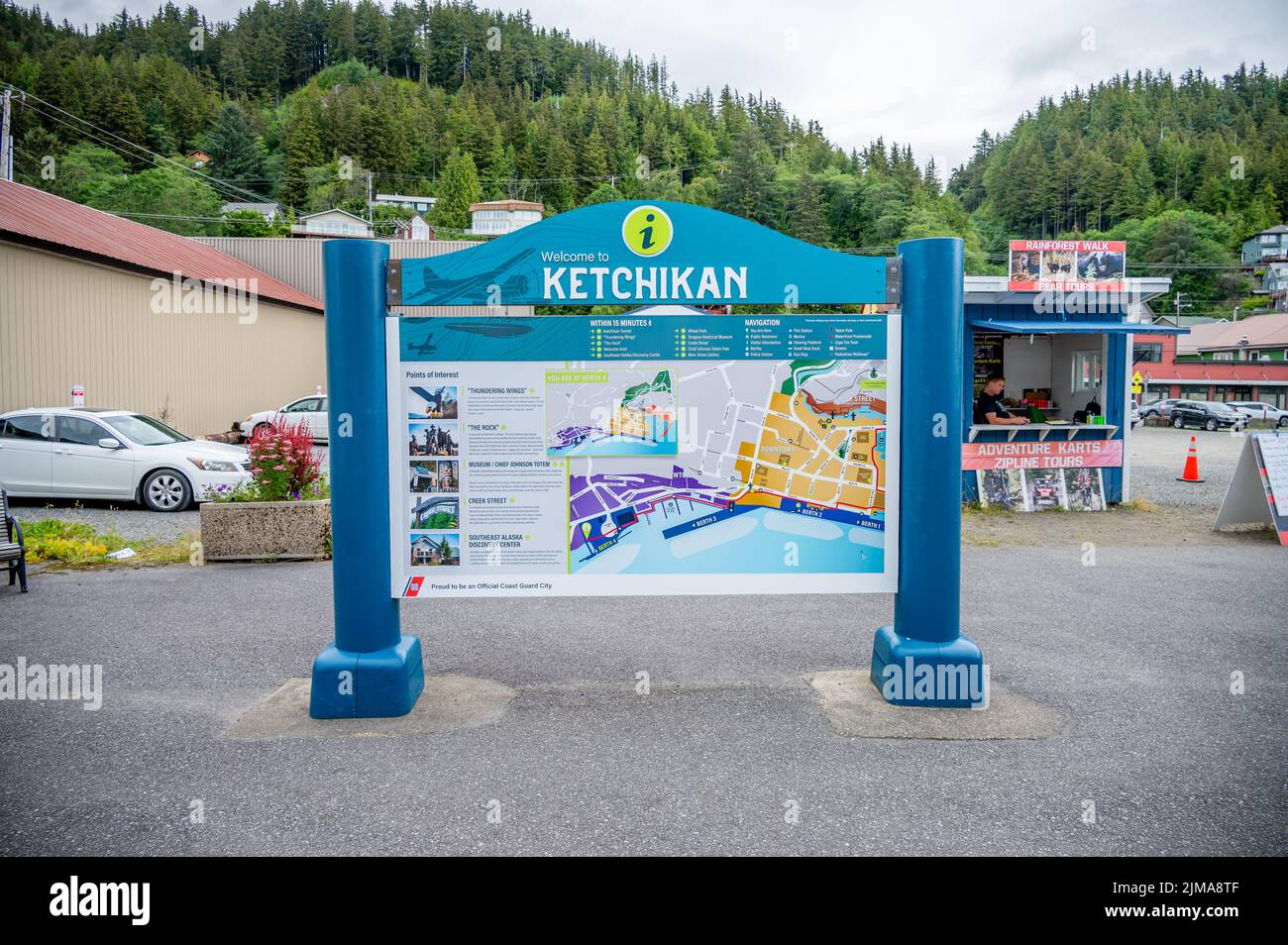 Ketchikan, Alaska - July 29, 2022: sign with map of Ketchikan showing ...