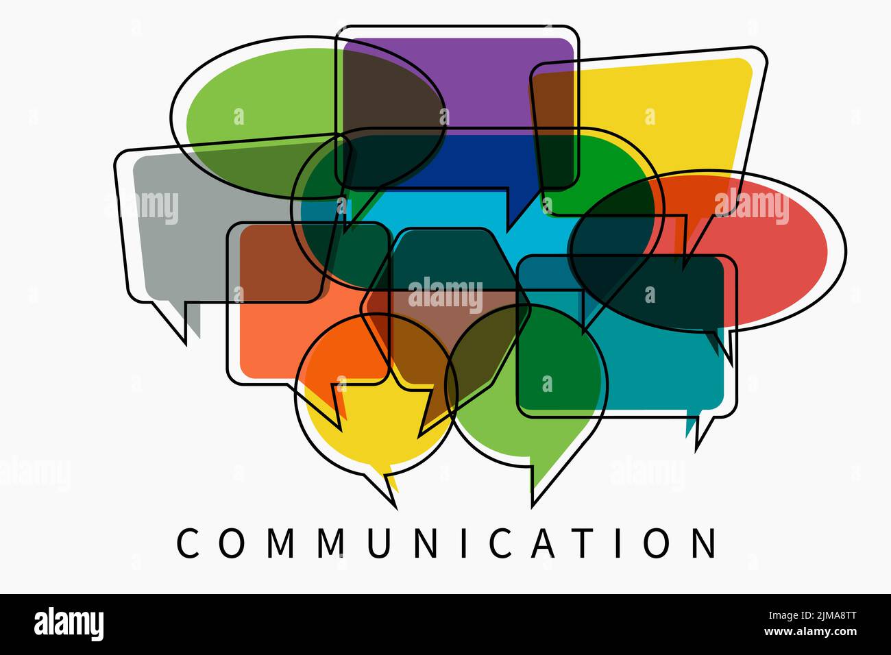 Vector illustration doodles of a communication concept. The word ...